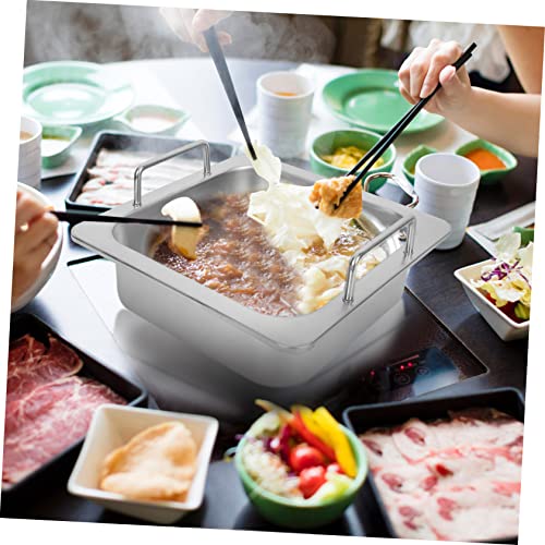 Anneome Hot Pot Cooking Pot Square Hot Pot Stainless Steel Saucepan Korean Hot Pot Metal Cooking Utensils Stainless Stee Hot Pot Cookware Hot Pot Practical Soup Pot Stainless Hot Pot