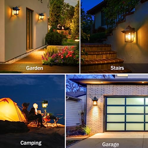 Solar Wall Lantern, Wirelss Motion Sensor Solar Light, IP65 Waterproof & 3 Modes with Solar Powered Wall Lights, Dusk to Dawn Exterior Solar Porch Lights for Patio, Garden, Camping (2 Pack)