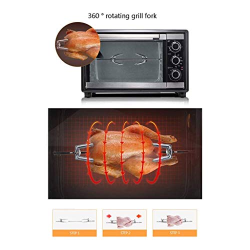 30L Toaster Oven, Multi-function Stainless Steel Finish with Four-layer Household and Commercial Eight-tube Rotary Fork Full Automatic Baking