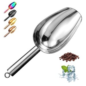 metal ice scoop 3 oz, small stainless steel ice scooper for ice maker ice bucket kitchen freezer bar party wedding, multipurpose for popcorn scoop,flour scoop,dog food scoop (3 oz, silver)