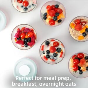 Meal Prep Containers Airtight Overnight Oats Containers 14 oz Tritan Chia Pudding Jars BPA-Free Oatmeal Containers with Lids for Milk Cereal Fruit Breakfast Leftovers (4PCS Light Blue Set)