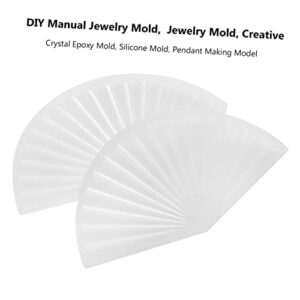 VILLFUL 2pcs Folding Fan Silicone Mold Molds for Resin Folding Fans Resin Silicone Molds Resin Tray Mold Jewelry Making Mold Epoxy Resin Casting DIY Handcraft Mould Folding Fan Mold White