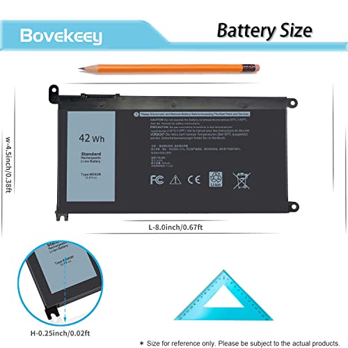 Bovekeey 42Wh 11.4V WDX0R Battery for Dell Inspiron 13 15 5000 7000, 5570 7579 7378 5567 7573 5565 5379 5378, Latitude 3490 3590 3340 3400 3390 3500 3190 Vostro 5468 5568 P69G 3CRH3