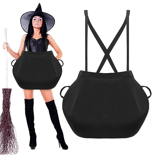 Toulite Halloween Black Cauldron Costume with Shoulder Strap Pot Costume for Adult Party Cosplay Funny Accessories