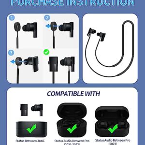 Alquar Anti-Lost Strap for Status Audio Between Pro/Status Between 3ANC Earbuds, Sports Soft Silicone Lanyard Accessories Compatible with Status Audio Between Pro/3ANC Earbuds Neck Rope Cord (Black)