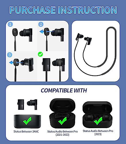 Alquar Anti-Lost Strap for Status Audio Between Pro/Status Between 3ANC Earbuds, Sports Soft Silicone Lanyard Accessories Compatible with Status Audio Between Pro/3ANC Earbuds Neck Rope Cord (Black)