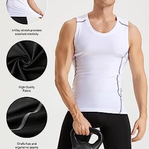 Roxdme 5 Pack Men's Athletic Compression Shirts Sleeveless Tank Top Running Basketball Workout Base Layer