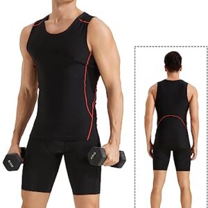 Roxdme 5 Pack Men's Athletic Compression Shirts Sleeveless Tank Top Running Basketball Workout Base Layer