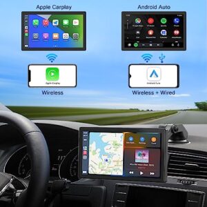 Skisea Wireless Apple Carplay Car Stereo,Portable 9'' Touch Screen Apple Carplay and Android Auto,2.5K Dash Cam,1080p Backup Camera DVR,Drive Mate Carplay Navigation with Mirror Link/Siri/FM/Bluetooth