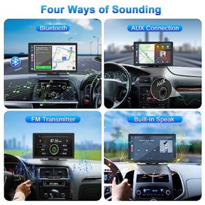 Skisea Wireless Apple Carplay Car Stereo,Portable 9'' Touch Screen Apple Carplay and Android Auto,2.5K Dash Cam,1080p Backup Camera DVR,Drive Mate Carplay Navigation with Mirror Link/Siri/FM/Bluetooth