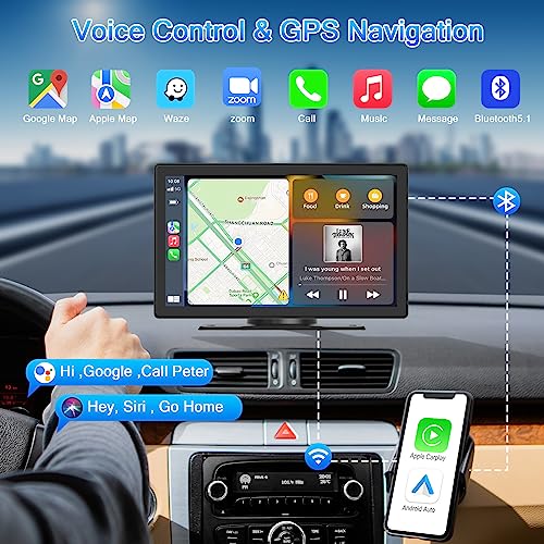 Skisea Wireless Apple Carplay Car Stereo,Portable 9'' Touch Screen Apple Carplay and Android Auto,2.5K Dash Cam,1080p Backup Camera DVR,Drive Mate Carplay Navigation with Mirror Link/Siri/FM/Bluetooth