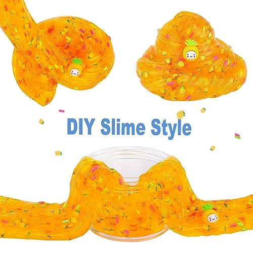 Pineapple Clear Slime Pack, Crunchy Super Soft Clear Slime Toy with Cute Mix Ins, Educational Stress Relief Toy, Gift Slime Party Favors for Girls and Boys, Birthday Gifts for Kids