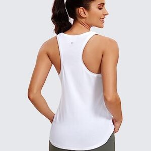 CRZ YOGA Womens Pima Cotton Racerback Workout Tank Tops Lightweight Loose Sleeveless Tops Athletic Gym Shirts White Medium