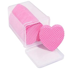 3boxes/ 600pcs lint free nail wipes heart shape nail art gel polish remover cotton pad nail wipe eyelash extension glue wipes removal tool for nail salon and eyelash extension supplies, pink