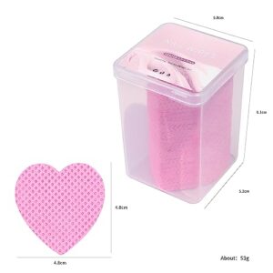 3Boxes/ 600Pcs Lint Free Nail Wipes Heart Shape Nail Art Gel Polish Remover Cotton Pad Nail Wipe Eyelash Extension Glue Wipes Removal Tool for Nail Salon and Eyelash Extension Supplies, Pink