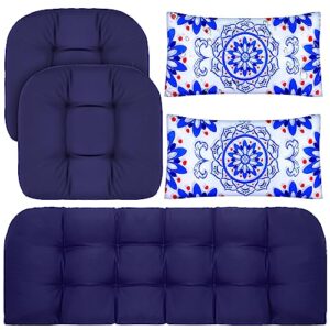 Tradder 5 Pcs Outdoor Chair Cushions Outdoor Patio Loveseat Cushions Group Bench Patio Furniture Cushions Swing 2 U Shape Seat Cushions 2 Lumbar Pillows for Indoor Outdoor Furniture (Mandala Pattern)