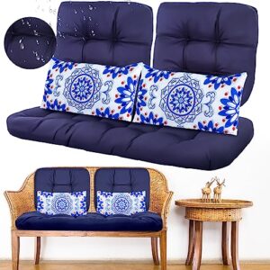 tradder 5 pcs outdoor chair cushions outdoor patio loveseat cushions group bench patio furniture cushions swing 2 u shape seat cushions 2 lumbar pillows for indoor outdoor furniture (mandala pattern)