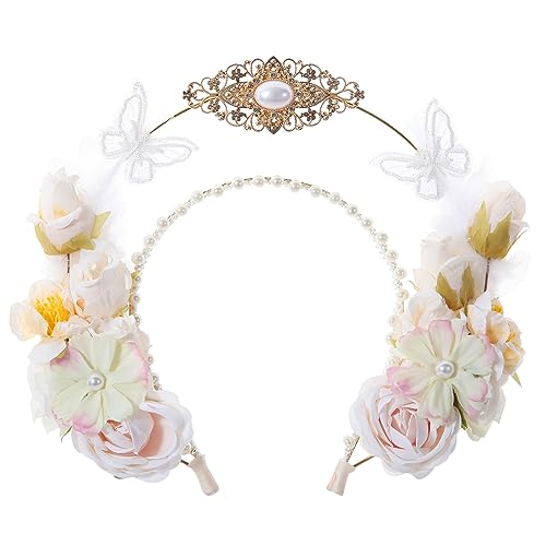 KorViShow Fairy Holy Mother Halo Crowns Flower Headband for Kids Floral Princess Tiara Daily Photoshoot Cosplay Costume Wedding Birthday Renaissance Hair Accessories…