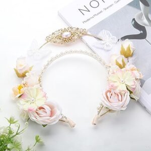 KorViShow Fairy Holy Mother Halo Crowns Flower Headband for Kids Floral Princess Tiara Daily Photoshoot Cosplay Costume Wedding Birthday Renaissance Hair Accessories…