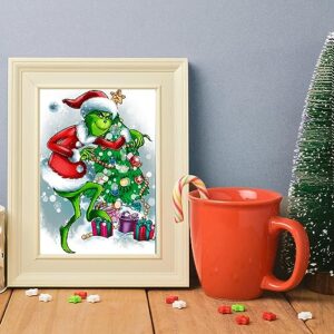 YSUNETER Christmas Diamond Painting Kits for Adults - Grinch Diamond Art Kits for Adults Beginner, DIY Full Drill Diamond Dots Paintings with Diamonds Gem Art and Crafts for Adults Home Wall Decor