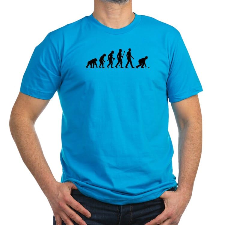 CafePress Lawn Bowls Evolution Men's Classic T Shirt Men's Fitted Graphic T-Shirt Teal