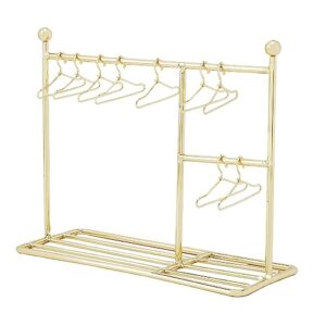 superfindings gold iron clothe hanger rack with 10pcs mini hanger garment rack with base cute laundry rack assortment closet accessories for adult drying displaying dress