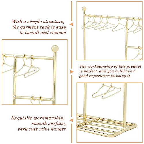 SUPERFINDINGS Gold Iron Clothe Hanger Rack with 10Pcs Mini Hanger Garment Rack with Base Cute Laundry Rack Assortment Closet Accessories for Adult Drying Displaying Dress