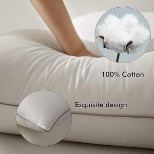 Royoliving 100% Cotton Cover Bed Pillow for Sleeping - Standard Size Set of 2 for Side Back or Stomach for Comfortable Fall Asleep (26"×20", White)