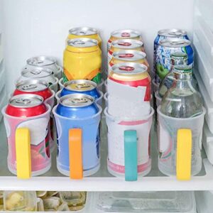 XinYuan 3 Pack Portable Soda Can Organizer,Refrigerator Organizer Bins Drink Holder Storage Beer Can Racks,Beverage Holder with Handle for Refrigerator Shelves