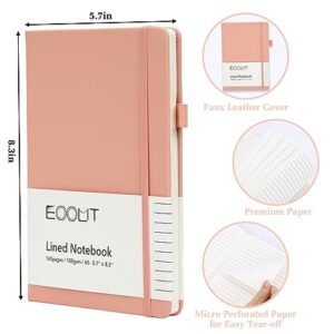 EOOUT Lined Journal Notebook for Women, 2 Pack, 5.7 x 8.3 Inches, Cute Aesthetic College Ruled, Leather Hardcover Notebook, 160 Pages, Back Pocket, Office School Supplies Gifts, Blush, Lavender