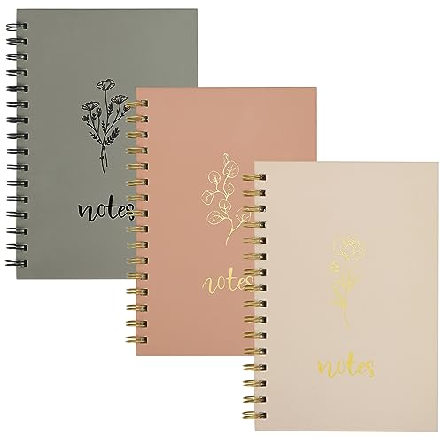 EOOUT 3 Pack Aesthetic Spiral Notebook Journals for Women, 5.7 x 8.3 Inches Cute College Ruled Notebook, 160 Pages, Back Pocket, Office School Supplies Gifts