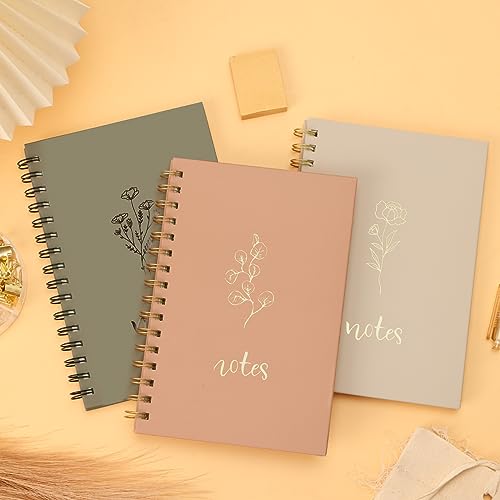 EOOUT 3 Pack Aesthetic Spiral Notebook Journals for Women, 5.7 x 8.3 Inches Cute College Ruled Notebook, 160 Pages, Back Pocket, Office School Supplies Gifts