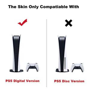 Skin Sticker for PS5 Digital Edition Console and Wireless Controllers, Full Protective Skin Set Vinyl Decal Cover Wrap for PS5 Digital Edition (Skull)