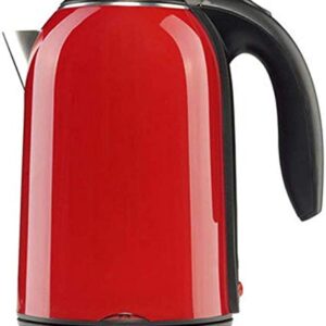 Stainless Steel Electric Water Kettle, 1.7L Cordless Tea with Auto Shut-Off Boil-Dry Protection, Double Wall Anti Hot Water Boiler, No Plastic Touch Water, 1800W / Red