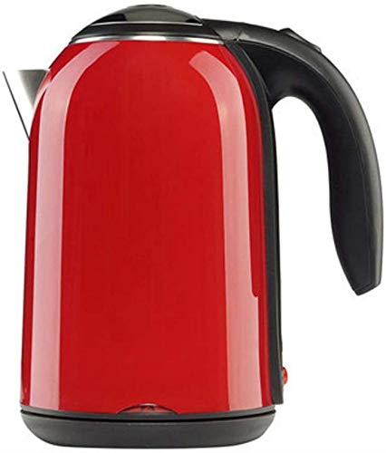 Stainless Steel Electric Water Kettle, 1.7L Cordless Tea with Auto Shut-Off Boil-Dry Protection, Double Wall Anti Hot Water Boiler, No Plastic Touch Water, 1800W / Red