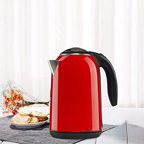 Stainless Steel Electric Water Kettle, 1.7L Cordless Tea with Auto Shut-Off Boil-Dry Protection, Double Wall Anti Hot Water Boiler, No Plastic Touch Water, 1800W / Red