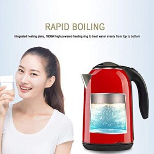 Stainless Steel Electric Water Kettle, 1.7L Cordless Tea with Auto Shut-Off Boil-Dry Protection, Double Wall Anti Hot Water Boiler, No Plastic Touch Water, 1800W / Red