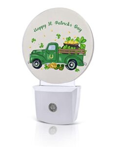 night light plug into wall, led nightlights st.patrick's day shamrocks truck green linen small nightlight auto dusk-to-dawn sensor lamp led night lights for kid's bedroom, bathroom