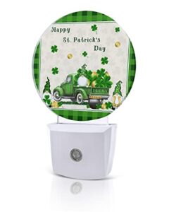 night light plug into wall, led nightlights st. patrick's day green truck gnome shamrock linen small nightlight auto dusk-to-dawn sensor lamp led night lights for kid's bedroom, bathroom