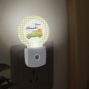 Night Light Plug into Wall, LED Nightlights Thanksgiving Green Truck Pull Pumpkin Small Nightlight Auto Dusk-to-Dawn Sensor Lamp LED Night Lights for Kid's Bedroom, Bathroom