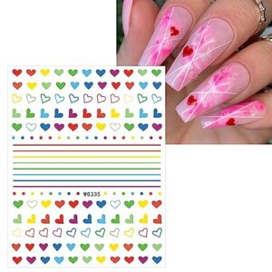 JMEOWIO 6 Sheets Rainbow Nail Art Stickers Decals Self-Adhesive Pegatinas Uñas Pride Day Nail Supplies Nail Art Design Decoration Accessories