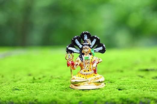 Shiva 5 Mukhi Car Dashboard Shiv Parivar Shiva Lingam Shaligram Shivling with Stand Shivling Idol Shiva Idol Diwali Dhanteras Size - 8 cm (Gold)