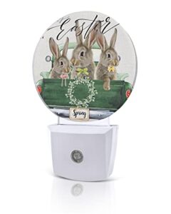 night light plug into wall, led nightlights easter green truck pull rabbits eucalyptus leaves wreath small nightlight auto dusk-to-dawn sensor lamp led night lights for kid's bedroom, bathroom