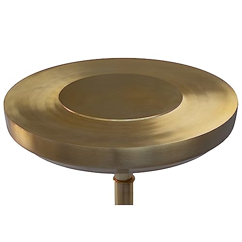 11-Inch Modern Side End Drink Table, Removable Round Top, Sleek Pedestal Base, Gold