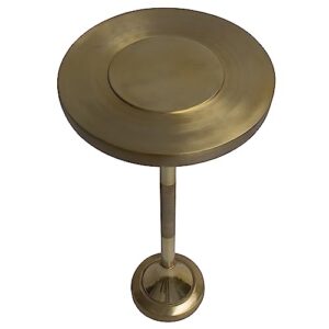 11-Inch Modern Side End Drink Table, Removable Round Top, Sleek Pedestal Base, Gold