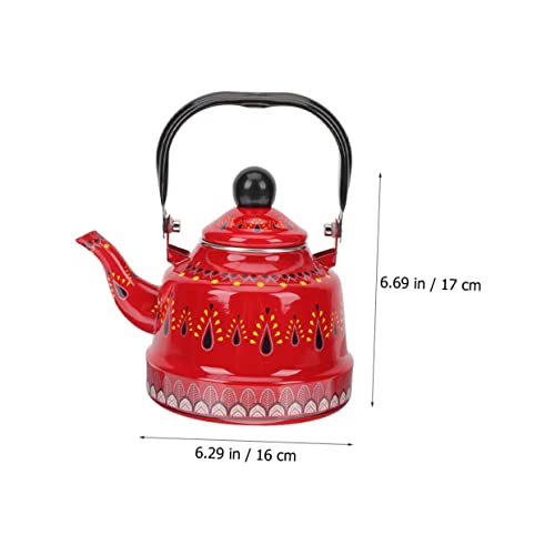 OUSIKA Tea Kettle Electricity Water Office Camping Stainless Top Kettle Stovetop Porcelain Steel Home Farmhouse Teakettle Kitchen Enamel Ceramic Drink Stove Red Bottom Household Coffee Cool Tea Pot Ke