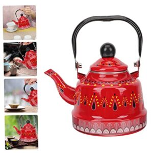 OUSIKA Tea Kettle Electricity Water Office Camping Stainless Top Kettle Stovetop Porcelain Steel Home Farmhouse Teakettle Kitchen Enamel Ceramic Drink Stove Red Bottom Household Coffee Cool Tea Pot Ke