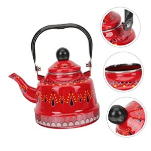 OUSIKA Tea Kettle Electricity Water Office Camping Stainless Top Kettle Stovetop Porcelain Steel Home Farmhouse Teakettle Kitchen Enamel Ceramic Drink Stove Red Bottom Household Coffee Cool Tea Pot Ke