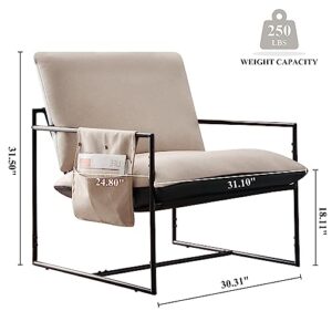 jonpony Sling Accent Chair for Living Room Bedroom Reading Office Modern Design Metal Frame Armchair with Comfy Soft Memory Foam Double Sided Use Pillow Removable Storage Bag Cozy Lounge Chair