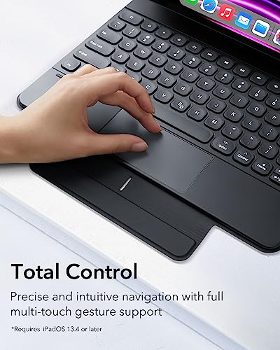 ESR iPad Keyboard Case for iPad Pro 12.9 inch (3rd, 4th, 5th, 6th Generation), Easy-Set Floating Cantilever Stand, Precision Multi-Touch Trackpad, Multi-Color Backlit Keys, Magic Keyboard, Black